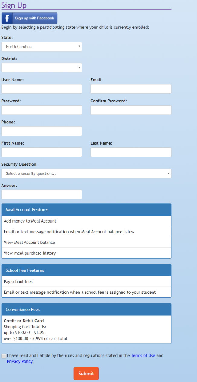 Sign up with Facebook