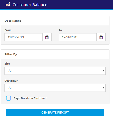 Customer Balance Report