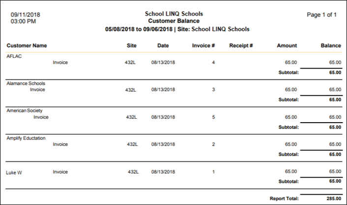 Customer Balance Report