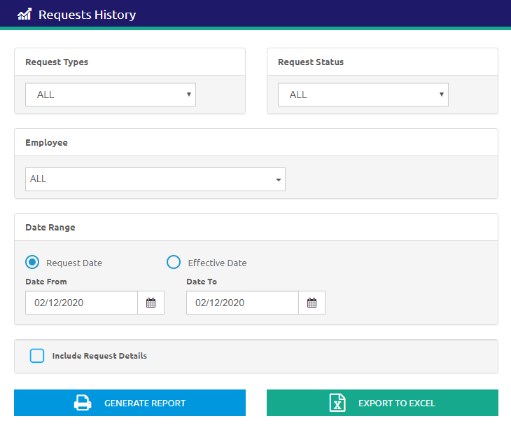 Requests History Report